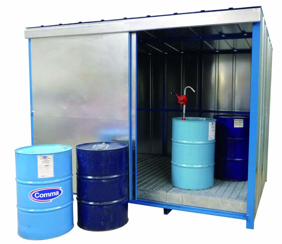 Secure Drum Storage Unit with Sump Base - Safe Drum Storage